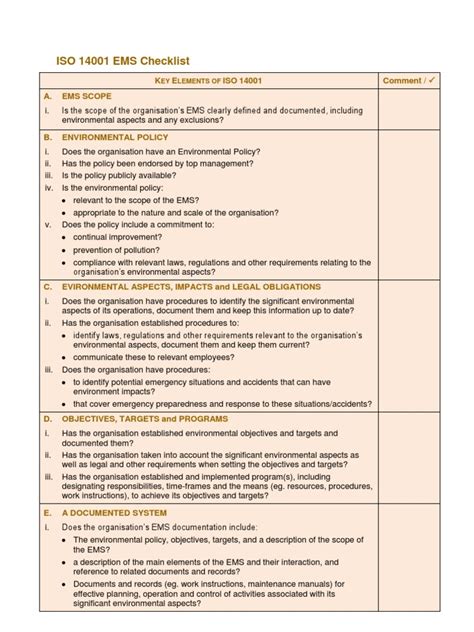 Ems Check List Audit Government