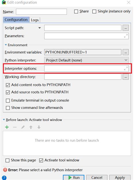 Pycharm Interpreter Option