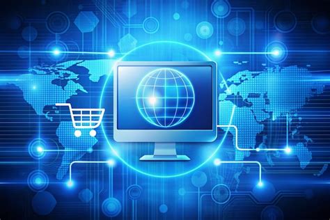 Eshopping Blue Background Ecommerce Illustration Premium Ai Generated