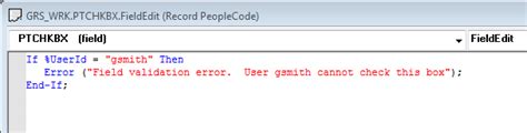 Checkbox With Error Peoplecode Friday 1