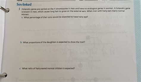 Solved Sex Linked 1 Holandric Genes Are Carried On The Y