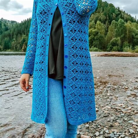 Ажурный летний кардиган на пуговицах крючком Knittly Art