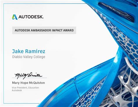 Jacob Ramirez On Linkedin Honored To Be Awarded The Ambassador Impact Award From Autodesk It Has…
