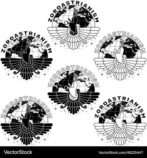 Faravahar Symbol With Planet Earth Royalty Free Vector Image