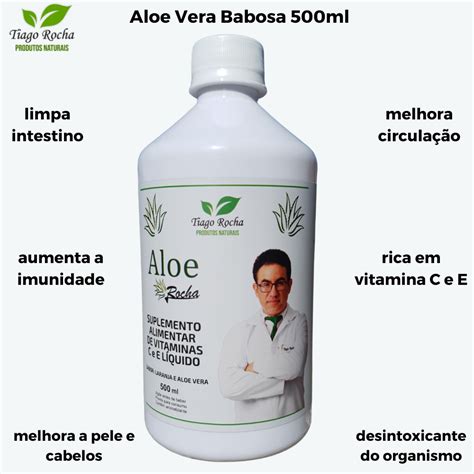 Poderoso Suco Gel Da Babosa Aloe Vera Tiago Rocha 500ml Laranja