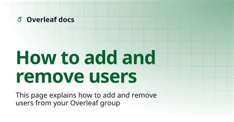 Adding And Removing Users And Managers Overleaf Docs