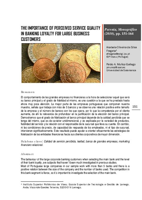 Pdf The Importance Of Perceived Service Quality In Banking Loyalty For Large Business Customers