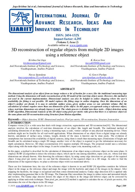 Pdf 3d Reconstruction Of Regular Objects From Multiple 2d Images