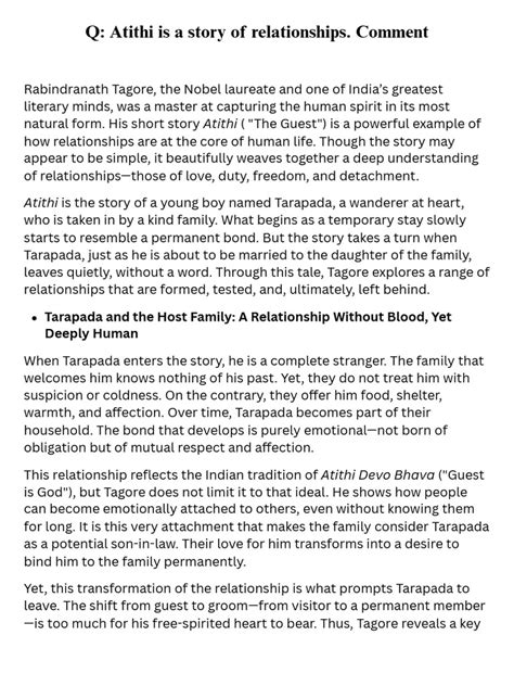 Q Atithi Is A Story Of Relationships Comment Pdf Love