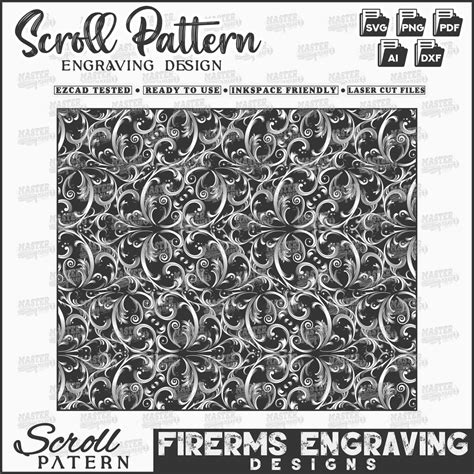 Seamless Scroll Pattern Engraving Design Firearms Scroll Work Pattern