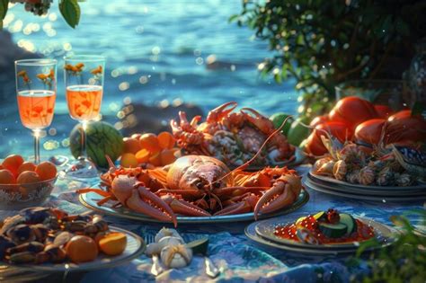 Fresh Seafood Delight At A Summer Gathering Premium Ai Generated Image