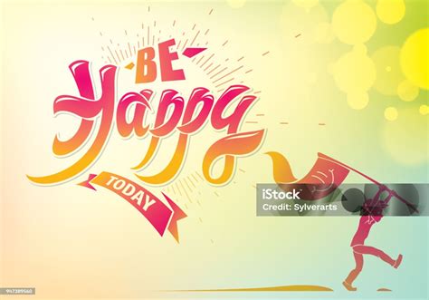 수 보 Silhpuette 걷기로 행복 벡터 인사말 카드 다채로운 추상적인 배경을 흐리게 위에 아름 다운 글자 구성을 포함 되어