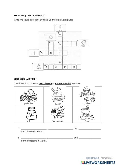Science Year 2 Online Exercise For Live Worksheets