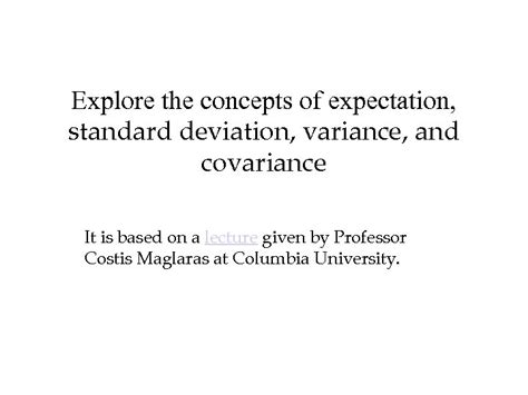 Explore The Concepts Of Expectation Standard Deviation Variance