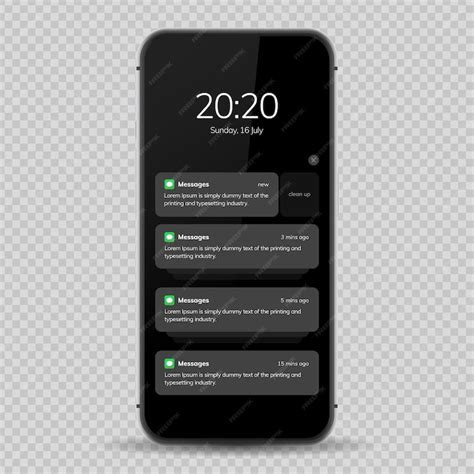 Premium Vector Notification Screen Ui Design Phone Notification Windows Template On A Dark