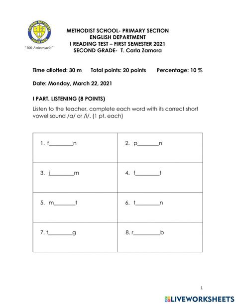 Exam 840753 Carlazamora Live Worksheets