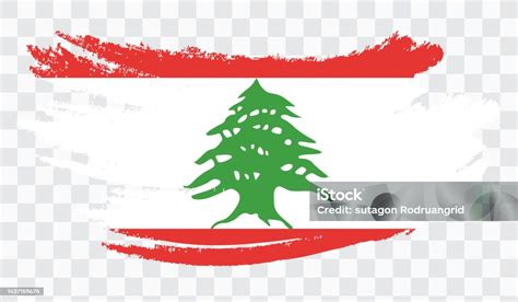 레바논 국기와 함께 그런 지 브러시 스트로크 수채화 그림 깃발 포스터 국기의 배너 스타일 수채화 그리기 투명한 배경에 격리된