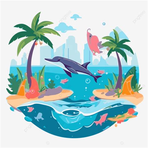 海洋场景 向量 貼紙剪貼畫海豚卡通插圖 貼紙 剪貼畫向量圖案素材免費下載，png，eps和ai素材下載 Pngtree