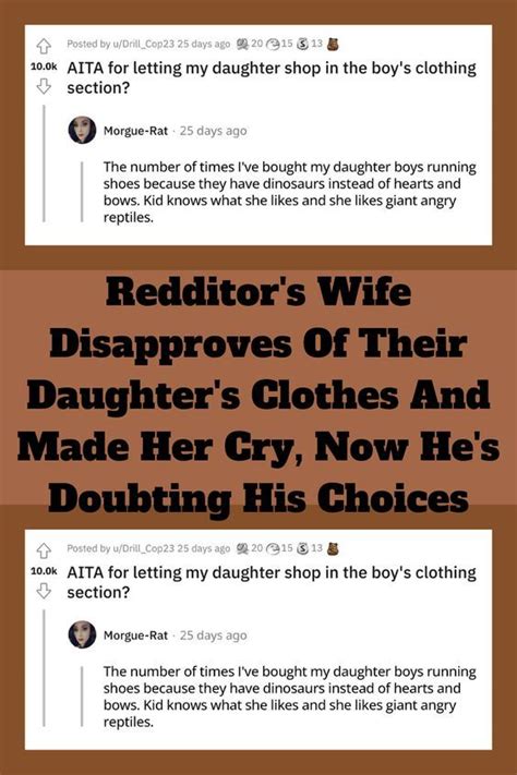 Redditor S Wife Disapproves Of Their Daughter S Clothes And Made Her