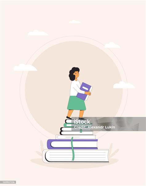 책을 가진 귀여운 소녀 어린이 문학 팬 조기 교육 벡터 색상 그림입니다 교육에 대한 스톡 벡터 아트 및 기타 이미지 교육