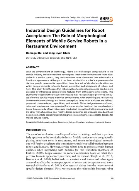 Pdf Industrial Design Guidelines For Robot Acceptance The Role Of Morphological Elements Of