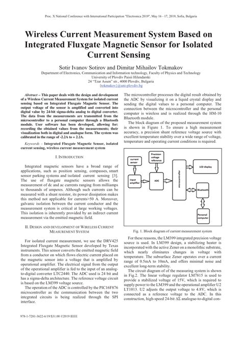 Pdf Wireless Current Measurement System Based On Integrated Fluxgate Magnetic Sensor For