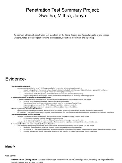 Penetration Test Summary Project Pdf