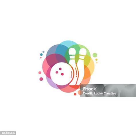 Vektor Logo Bowling Warnawarni Templat Desain Logo Olahraga Konsep