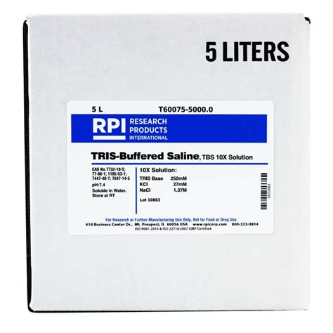 Research Products International Corp Tris Buffered Saline 5 L