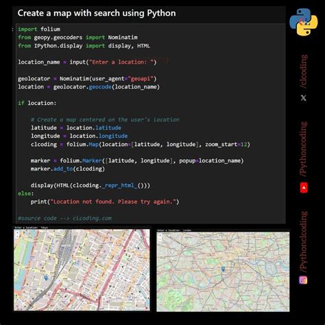 Python Coding On Instagram Create A Map With Search Using Python In 2025 Coding Tutorials