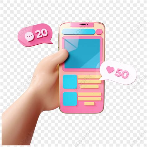 3d 일러스트 손을 잡고 요소 같은 휴대 전화 사회분홍입체 Png 일러스트 무료 다운로드 Lovepik