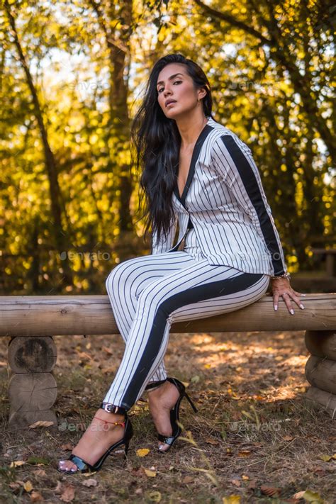 Summer Lifestyle Young Latin Brunette Girl In A Very Elegant White