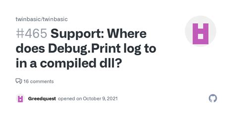 Support Where Does Debugprint Log To In A Compiled Dll · Issue 465 · Twinbasictwinbasic