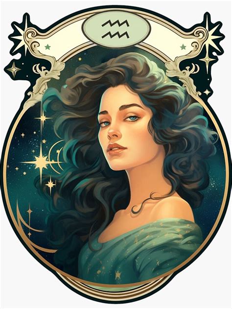 Aquarius Art Nouveau Beauty Sticker For Sale By Pandemoniallc