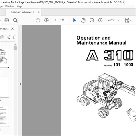 Liebherr A 310 Operating Maintenance Manual Heydownloads Manual