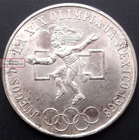 720 Silver 1968 Mexico Silver 25 Pesos Olympics Big 38mm Wb1