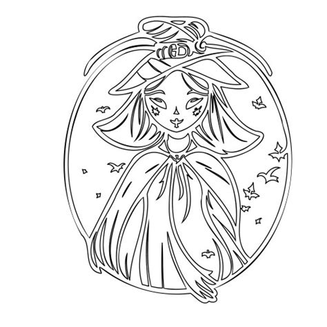 Witch Outline Sketch Royalty Free Vector Image