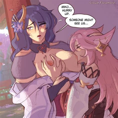 Rule 34 2girls Cloud Faramore Fox Fox Ears Genshin Impact Kemono