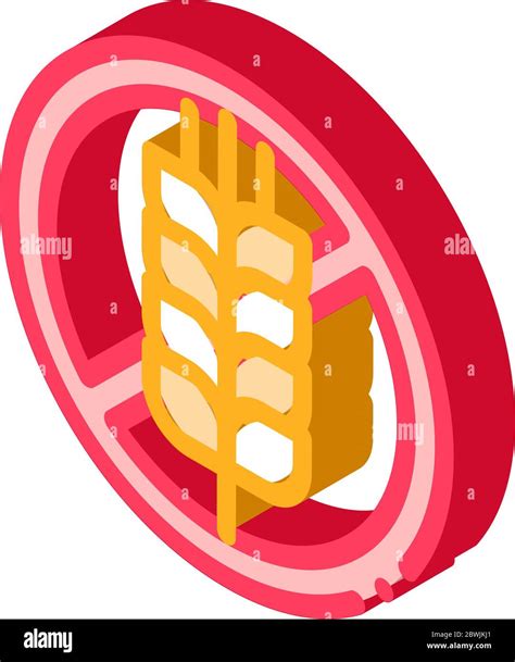 Allergen Free Sign Wheat Isometric Icon Vector Illustration Stock