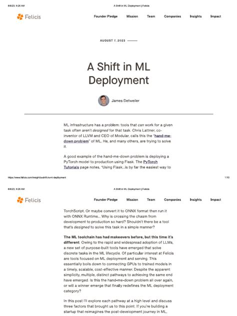 ml deployment shift felicis ventures pdf