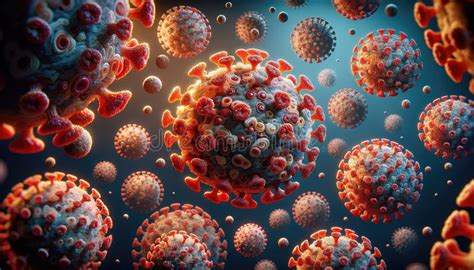 Disease X Virus Particle Under Microscope Virion Particle Close Up Detailed Virus Model Stock