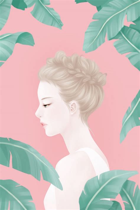 粉系少女 插画by Redmina 高清图片，堆糖，美图壁纸兴趣社区