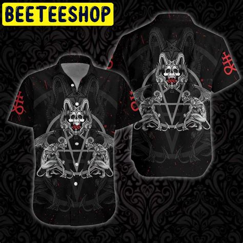 Demon With Skull Pentagram Satanic Hawaiian Shirt Beeteeshop
