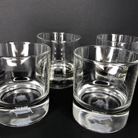 Crown Etched Bar Glasses Mercari