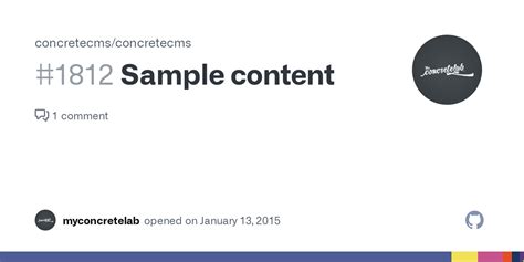 Sample Content · Issue 1812 · Concretecmsconcretecms · Github