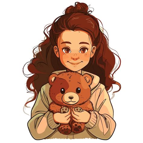 Premium Vector Vector Girl Hugging A Teddy Bear On A White Background