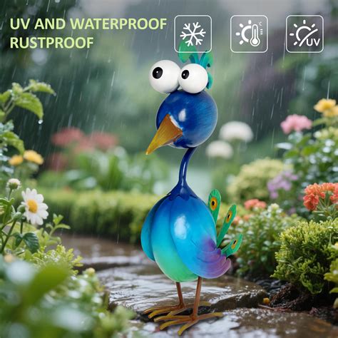 Peacock Decor Metal Yard Art Outdoor Statues Lawn