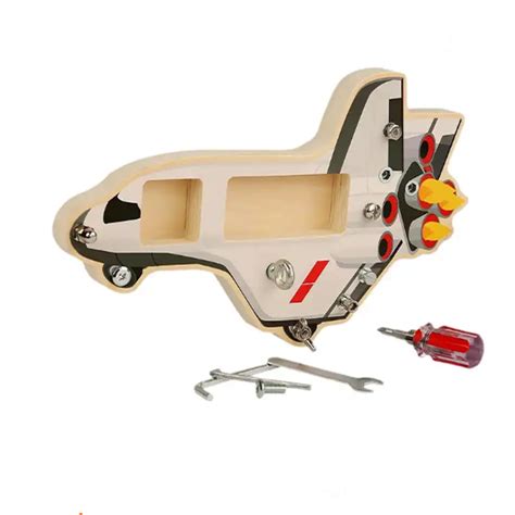 Montessori Wooden Pretend Play Set Spaceship Nut Disassembly Screw