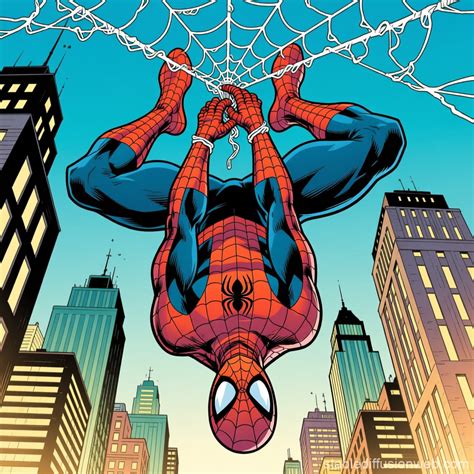 Spider Man Upside Down On Web
