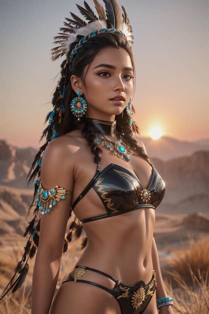 Premium Ai Image Beautiful Sexy Native American Woman In Traditional